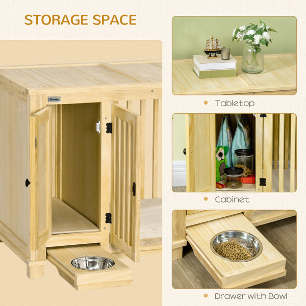 Tucker Murphy Pet™ Wooden Dog Crate Furniture With Cushion, Dog Kennel ...